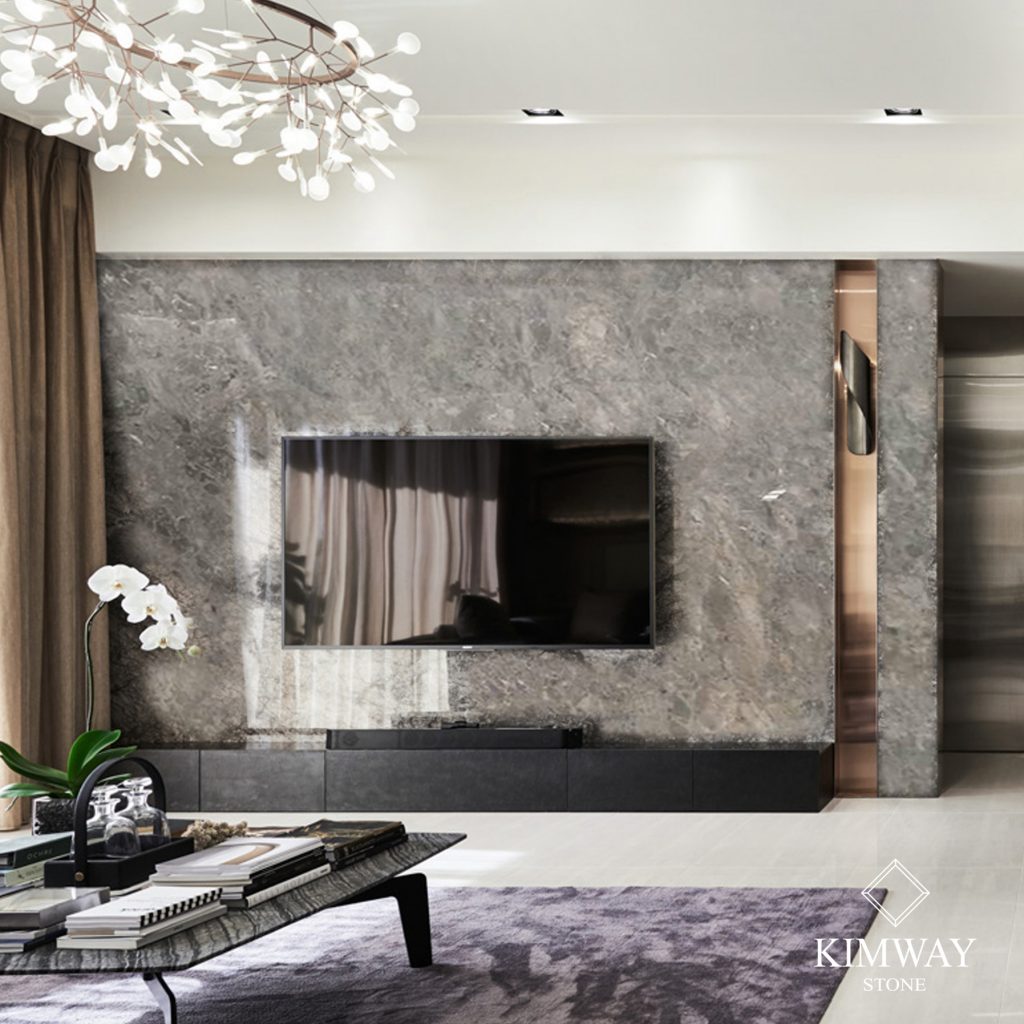Oyster Grey TV Wall | Kimway Stone | Granite, Marble, Quartz, Dekton ...